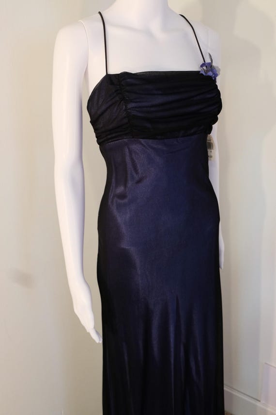 2000s Vintage Gown Black Blue Slip Dress Starlet St… Gem