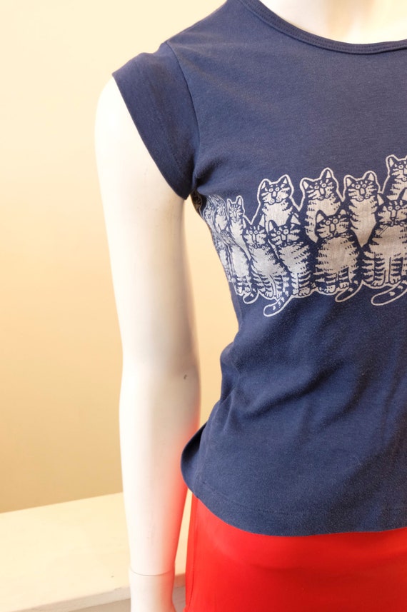 1970's Vintage B. Kliban Cats Cotton Polyester Navy B… - Gem