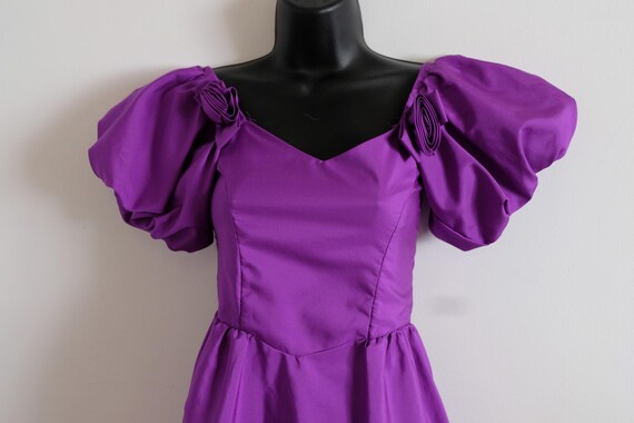 1980's Vintage Prom Dress Bright Purple Formal Brides… - Gem
