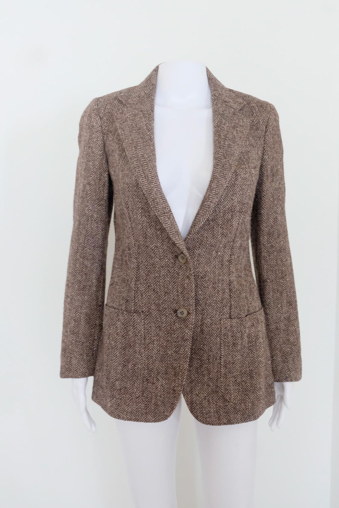 1980's Vintage Brown Flecked Wool Tweed Jacket / Blazer / Suit Jacket ...