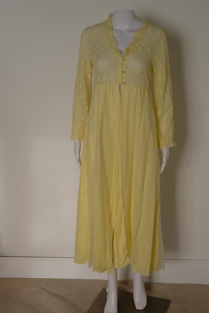 1960's Vintage Yellow Lace Sheer Nylon Slumber Party Negligee Lingerie ...