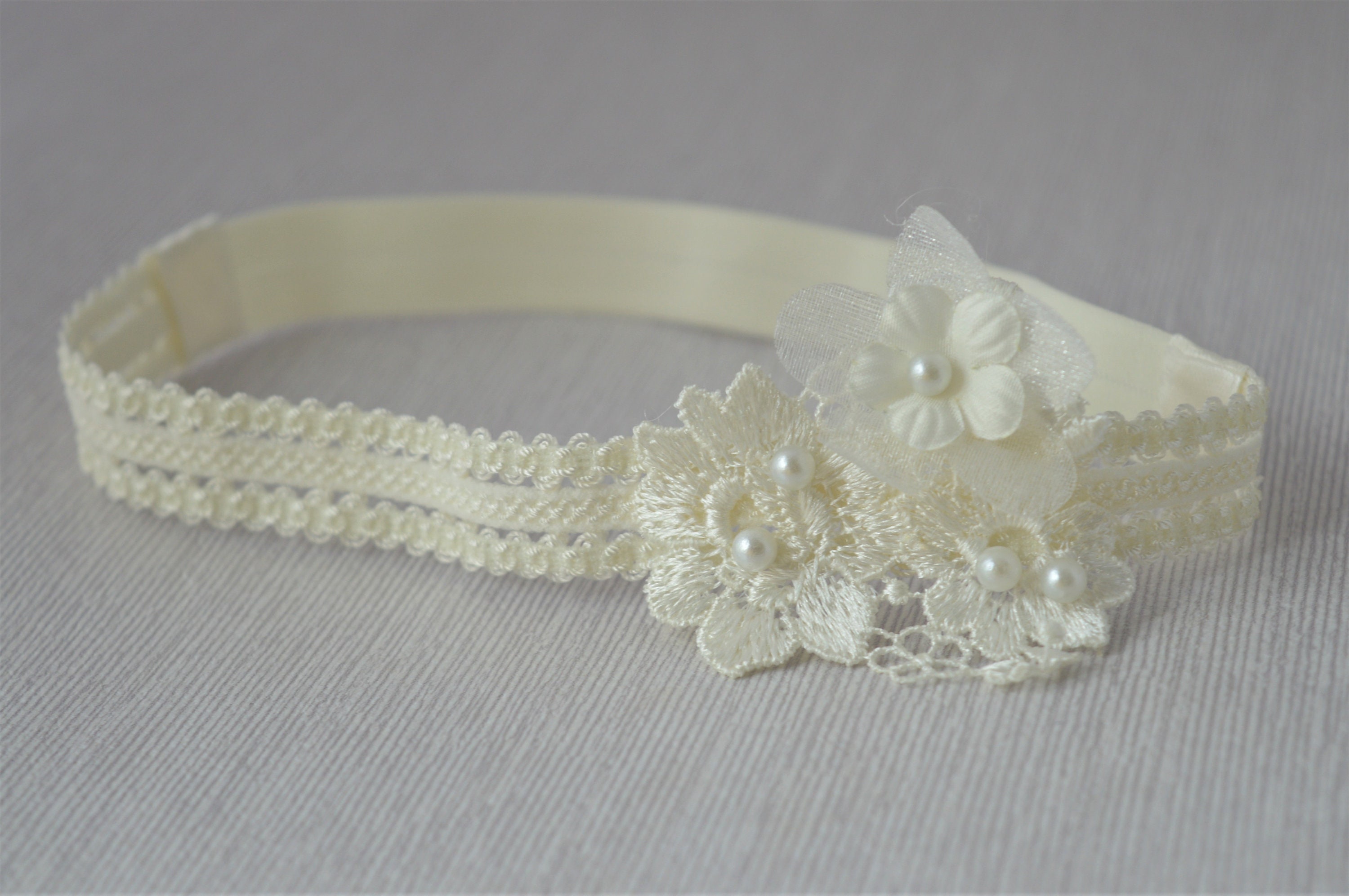 Baby Flower Hair Band for Baptism Christening Baby Ivory - Etsy UK
