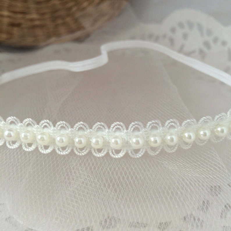 Baby Lace Tiara, Hair Band for Baptism, Christening, Lace and Pearl ...