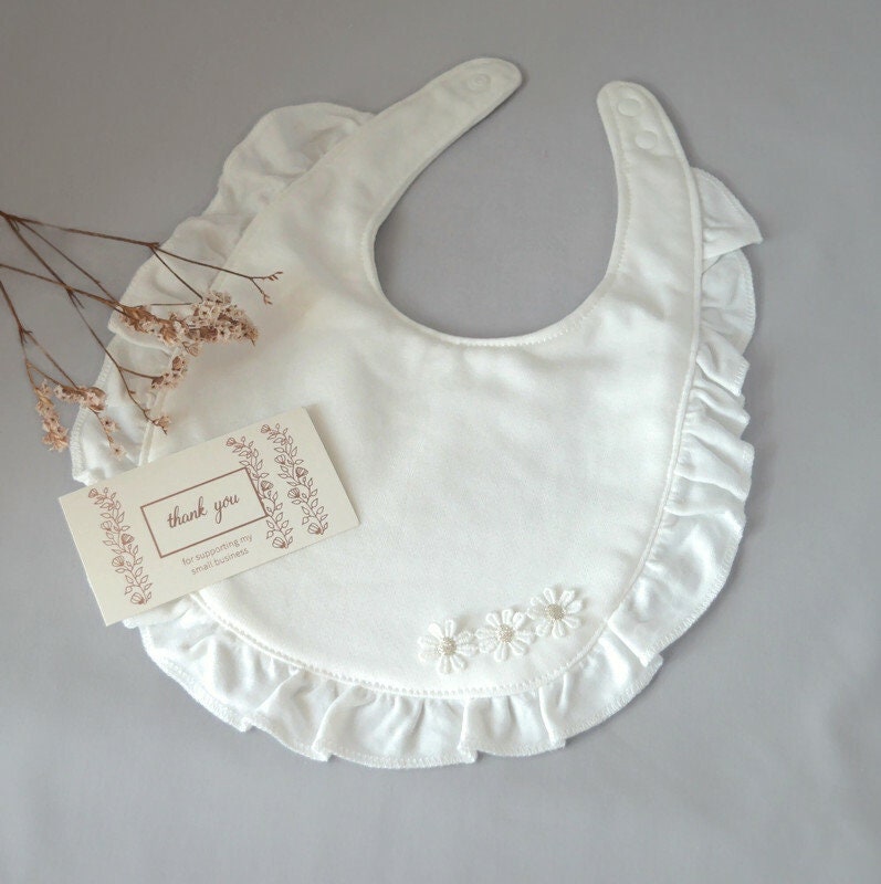 Baby Bib With Daisy Flower for Baptism Christening Decorated Bib ...