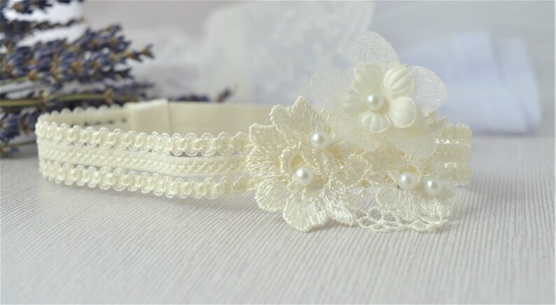 Baby Flower Hair Band for Baptism Christening Baby Ivory - Etsy UK