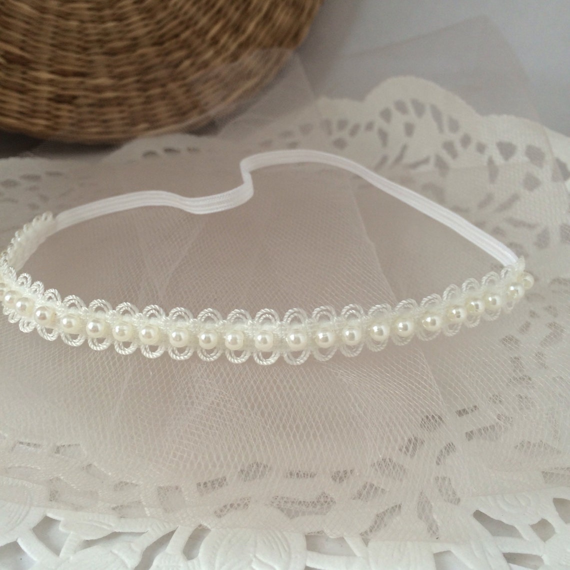 Baby Lace Tiara Hair Band for Baptism Christening Lace and - Etsy UK