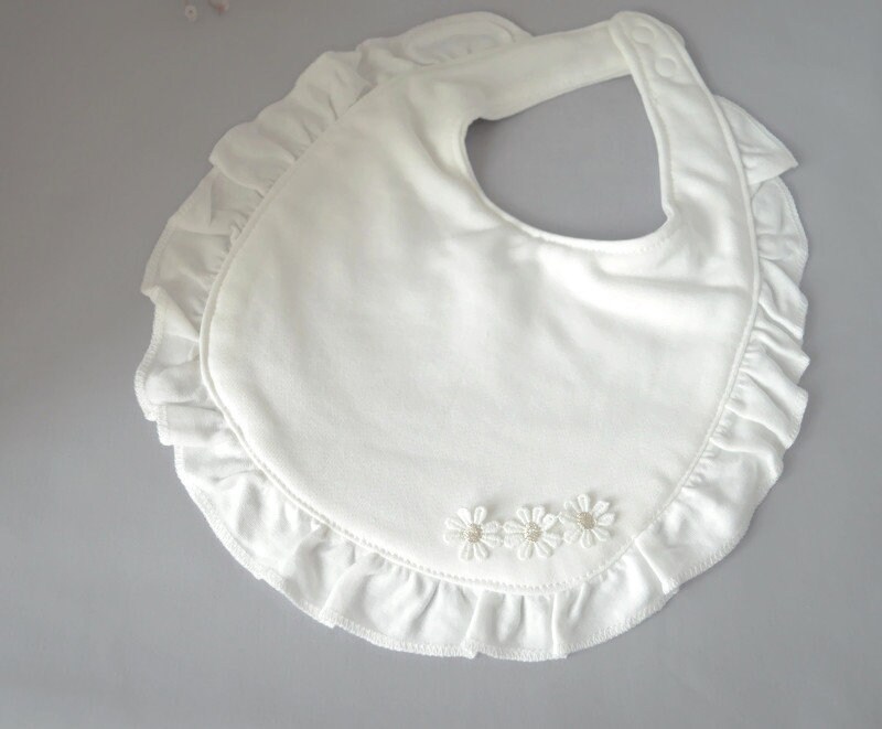 Baby Bib With Daisy Flower for Baptism Christening Decorated Bib ...
