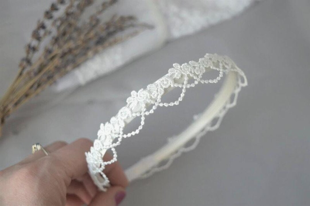 Flower Alice Band for Baptism, First Holly Communion off White Headband ...