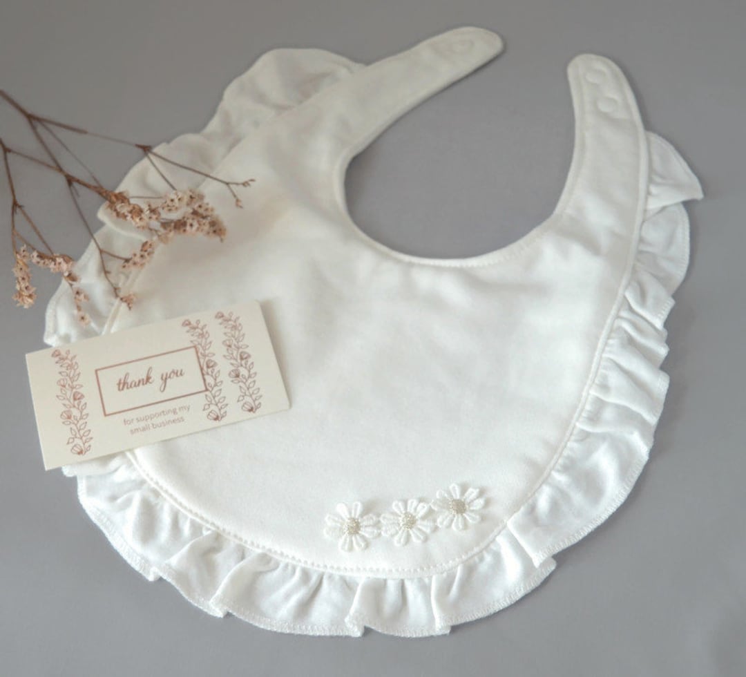 Baby Bib With Daisy Flower for Baptism Christening Decorated Bib ...