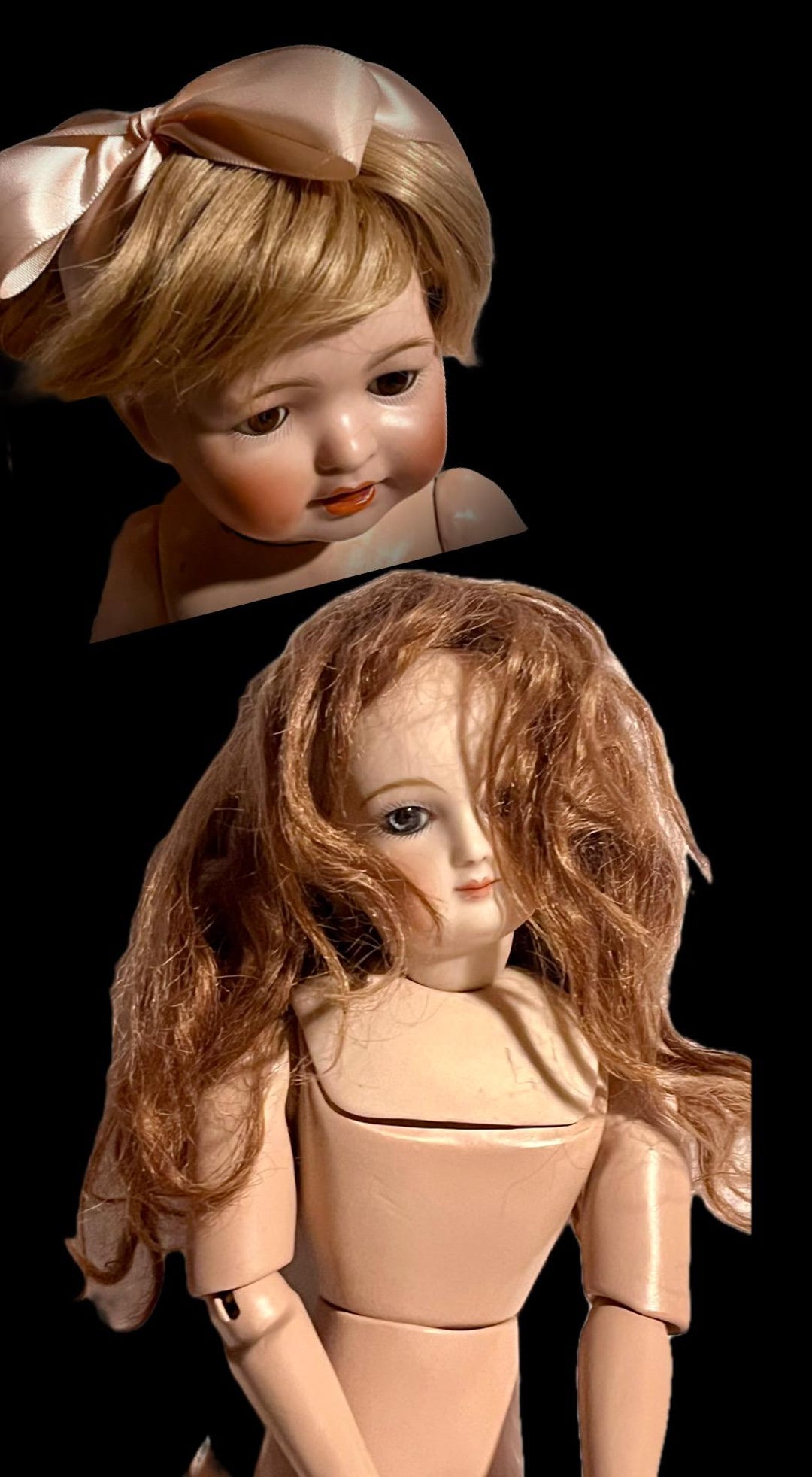 3 Antique Doll Wigs HUMAN Hair and Mohair ~blonde~brunette~ash Free ...