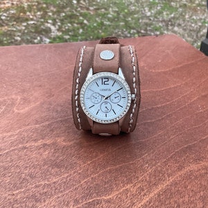 Womens Tan Leather Cuff Watch With Buckle - Etsy