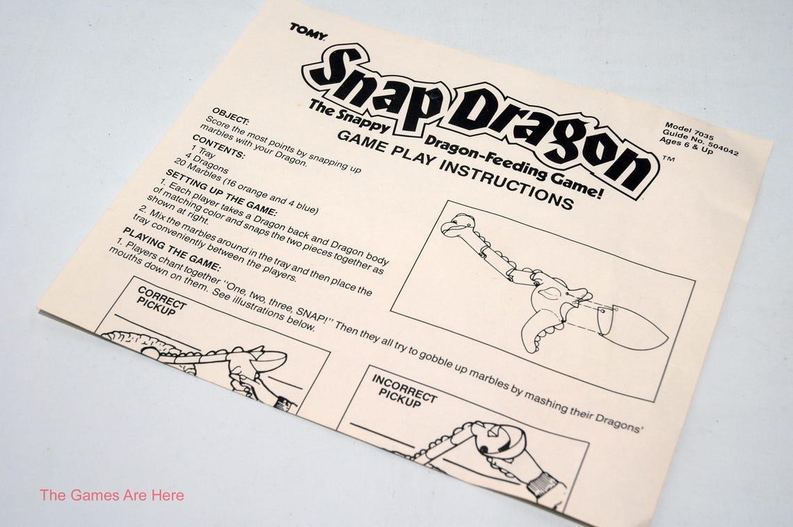 Snap Dragon Game Coleco Games 1987 COMPLETE read | Etsy