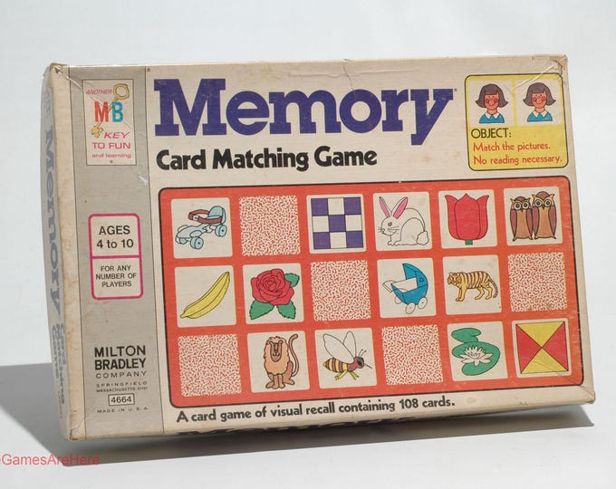 Memory Card Matching Game - Milton Bradley 1966 COMPLETE W Wear - Etsy