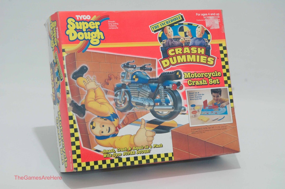 Crash Dummies Motorcycle Crash Set Super Dough - Tyco 1992 MISSING ...
