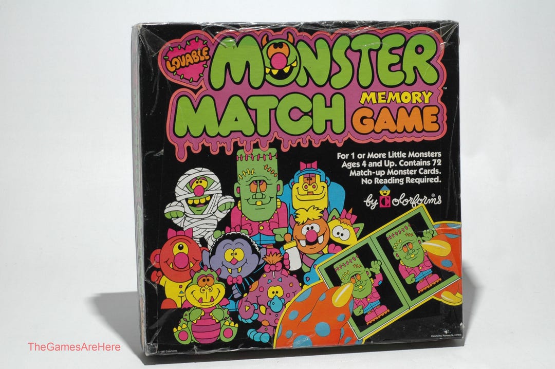 Monster Match Memory Match Game - Colorforms 1987 W Wear - Etsy