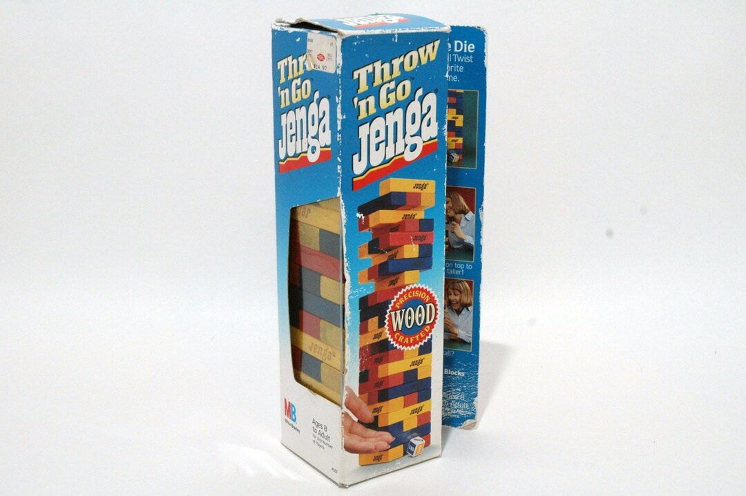 Jenga Throw 'N Go Wooden Block Game With Die Milton Bradley 1995 read Description - Etsy