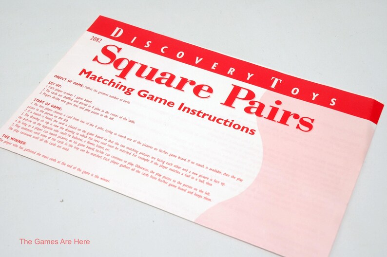 Square Pairs Matching Game - Discovery Toys 2002 COMPLETE - Etsy