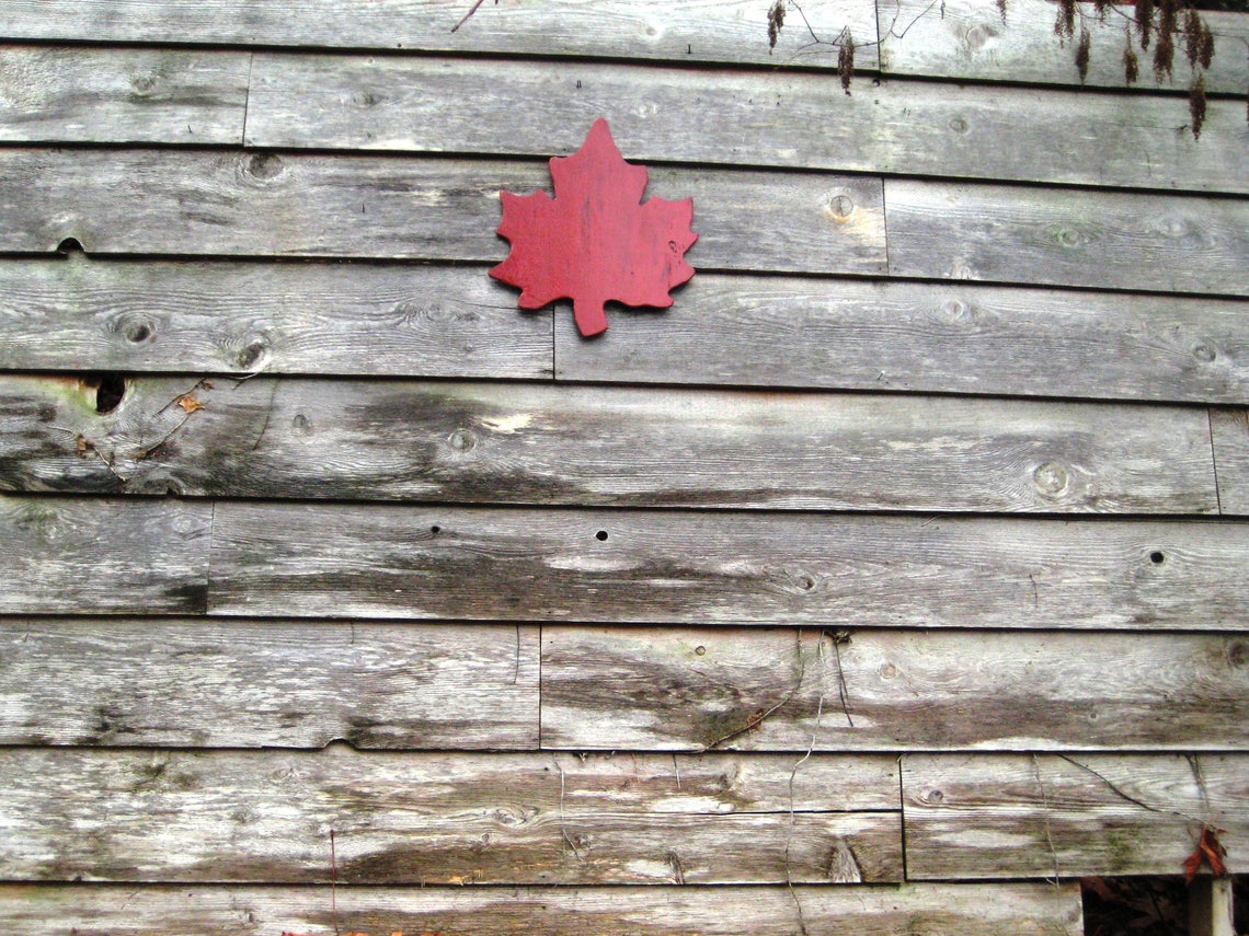 Maple LeafWood Wall Art LargeRed Maple LeafCanada Maple | Etsy