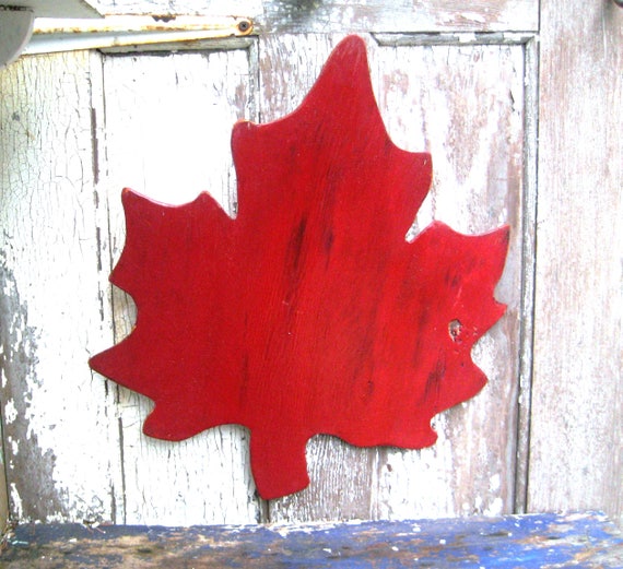 Maple LeafWood Wall Art LargeRed Maple LeafCanada Maple | Etsy
