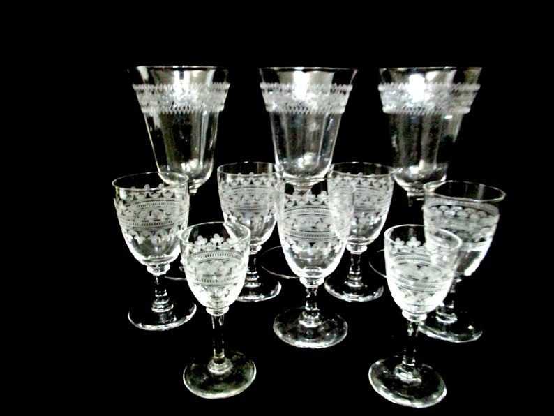 Bryce Crystal Stemware Etched Barware Wine Glasses Water - Etsy