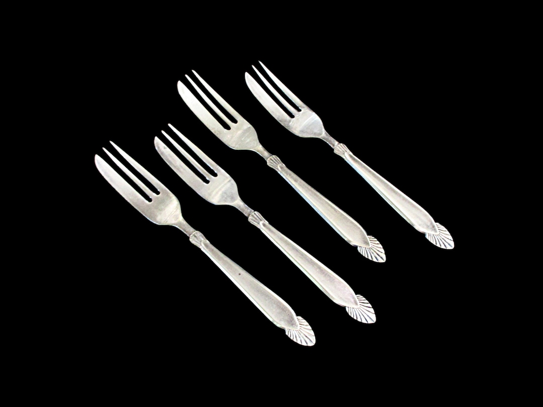 Pastry Forks Art Deco Design, Set of 4, Dessert or Pie Forks, Angora ...