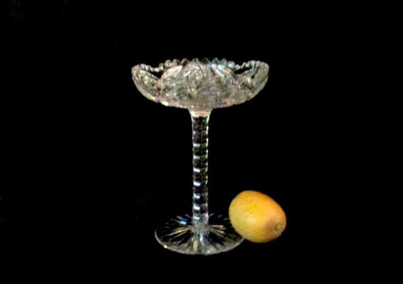 Antique Cut Crystal Compote Tall Long Stemmed Compote | Etsy