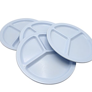 Set of 4, Texas Ware, Divided Plates, Quality Melamine, Light Blue ...