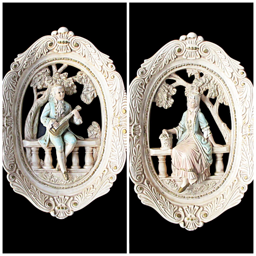 Pair of Large Victorian Couple Wall Plaques, Jayess United Inc Studio ...