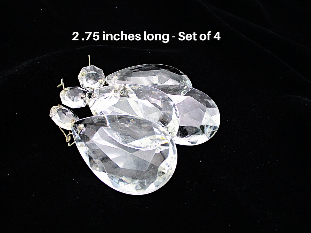 Large Crystal Chandelier Prisms, Set of 4, Teardrop Shaped, Windchime ...