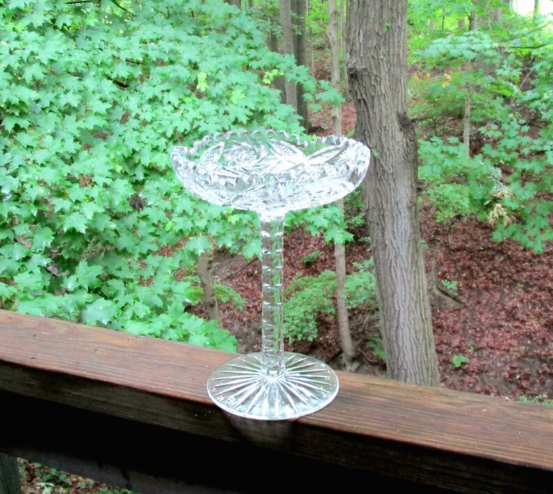 Antique Cut Crystal Compote Tall Long Stemmed Compote - Etsy