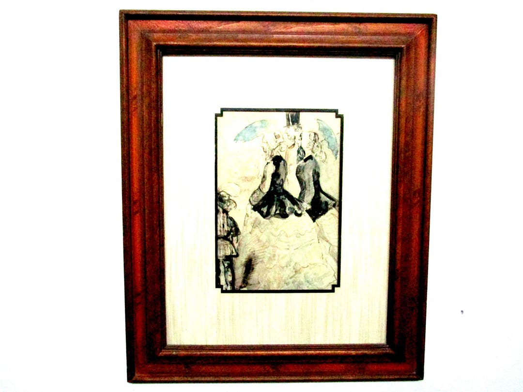 Victorian Etching, Watercolor, Victorian Ladies and Gentleman With ...