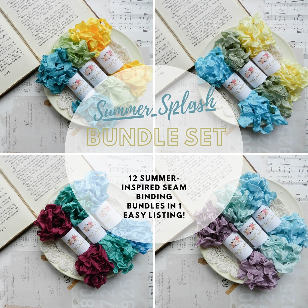 Seam Binding Set / Summer Splash / Crinkled / Seam Binding Lot / Ribbon ...