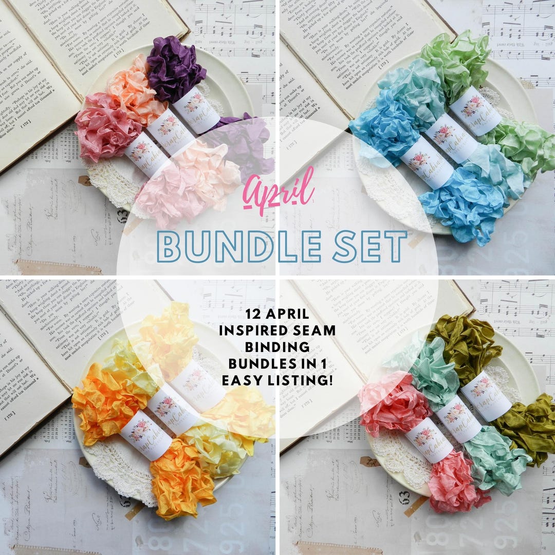 April Seam Binding Set / Crinkled / Seam Binding Lot / Ribbon Set ...