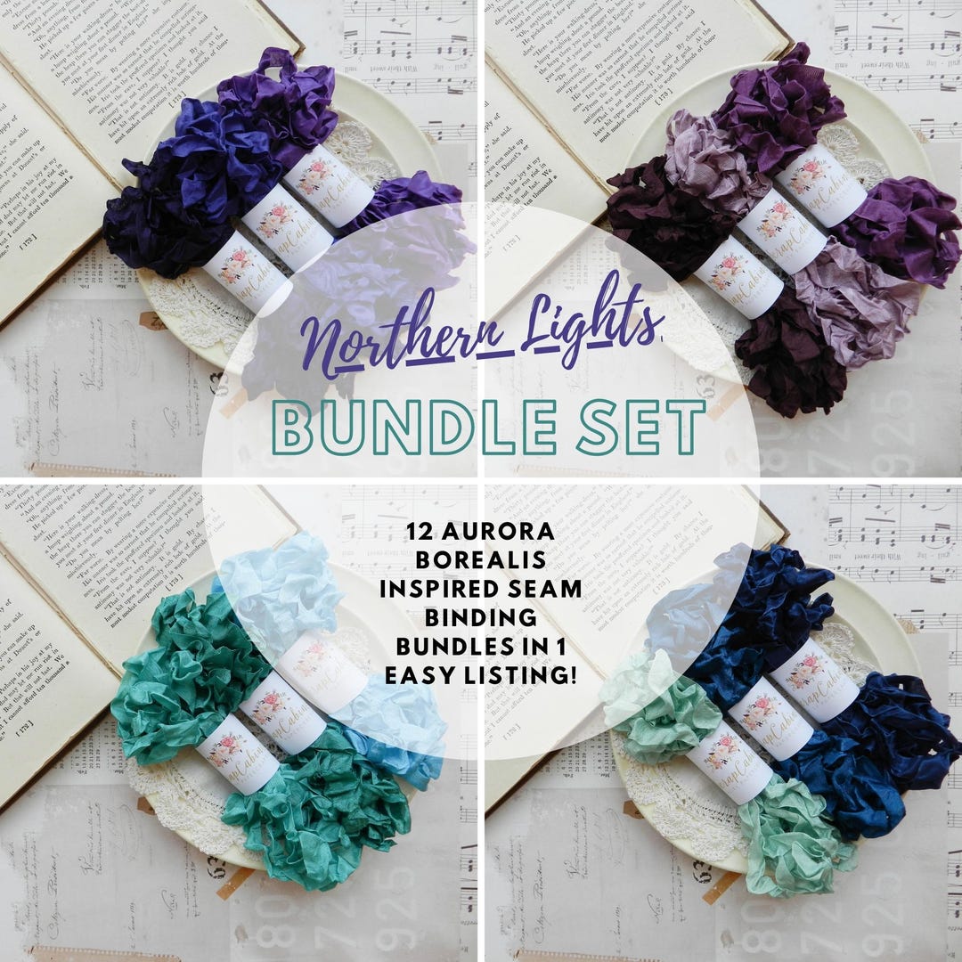 Northern Lights Seam Binding Set / Crinkled / Seam Binding Lot / Ribbon ...
