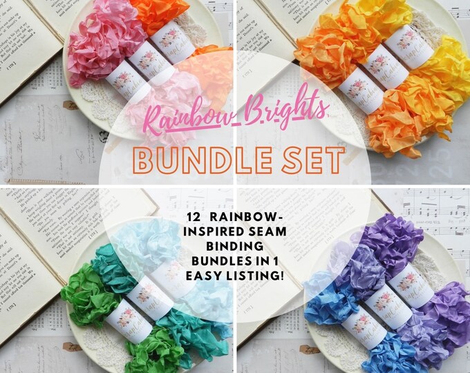 NEW! Rainbow Brights Seam Binding Set / Crinkled / Seam Binding Lot ...