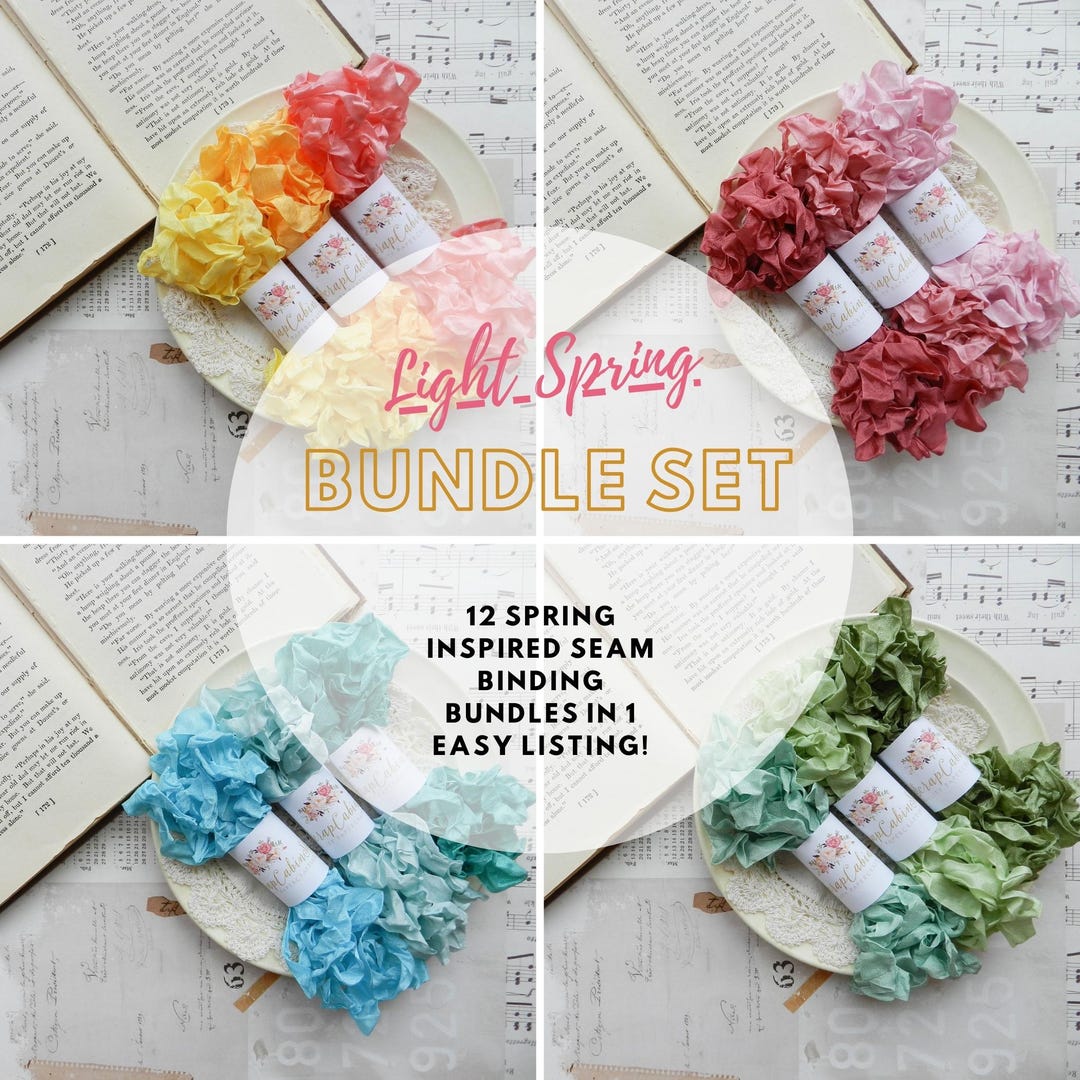 Light Spring Seam Binding Set / Crinkled / Seam Binding Lot / Ribbon ...