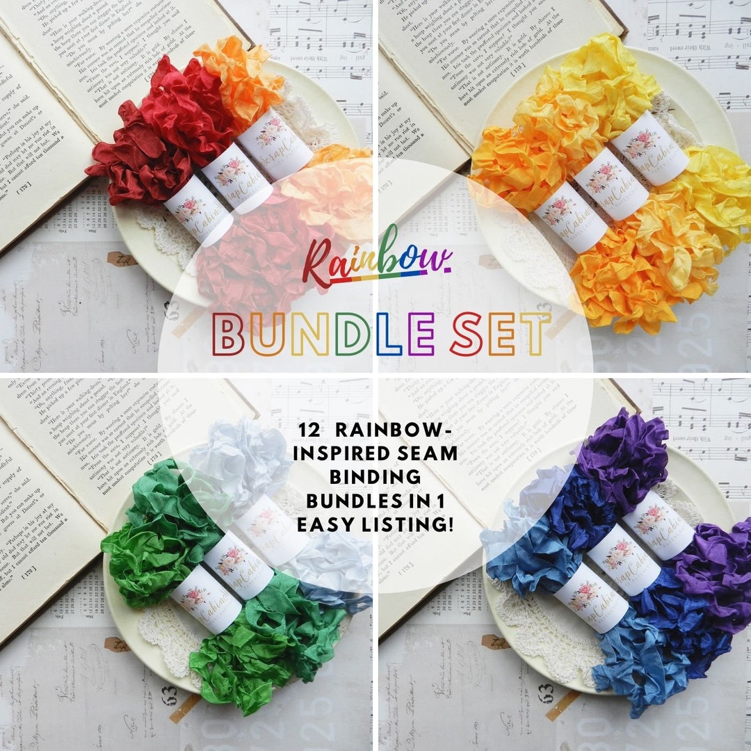 Rainbow Seam Binding Bundle Set / Crinkled / Seam Binding Lot / Ribbon ...