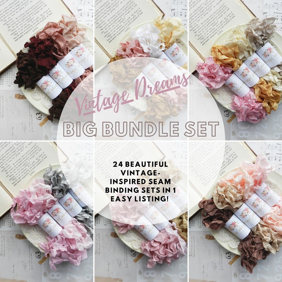 Vintage Dreams Big Bundle Seam Binding Set / 24 Bundles / Hand Crinkled ...