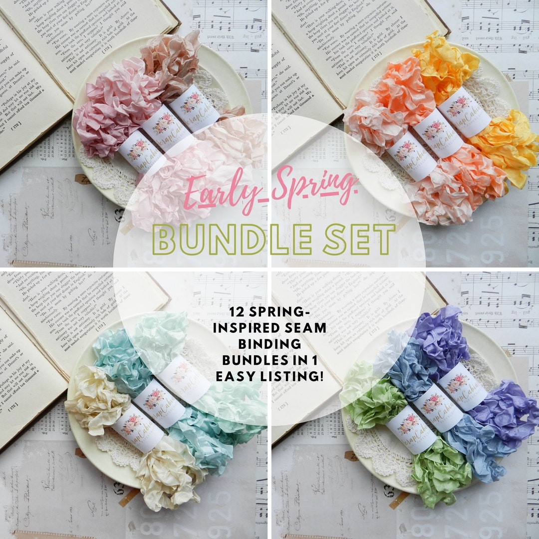 Early Spring Seam Binding Set / Crinkled / Seam Binding Lot / Ribbon ...