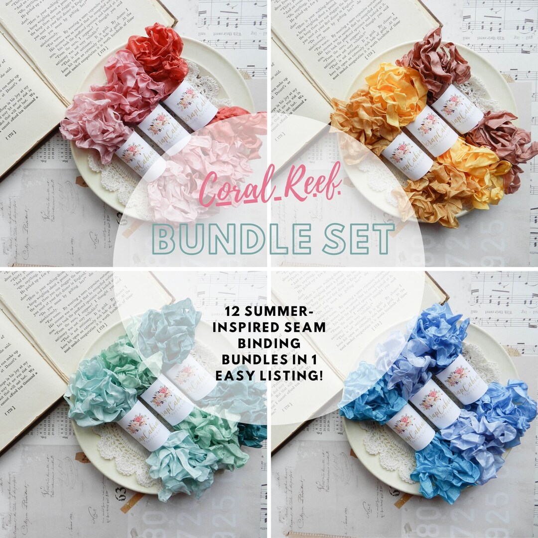 Seam Binding Set / Coral Reef / Crinkled / Seam Binding Lot / Ribbon ...