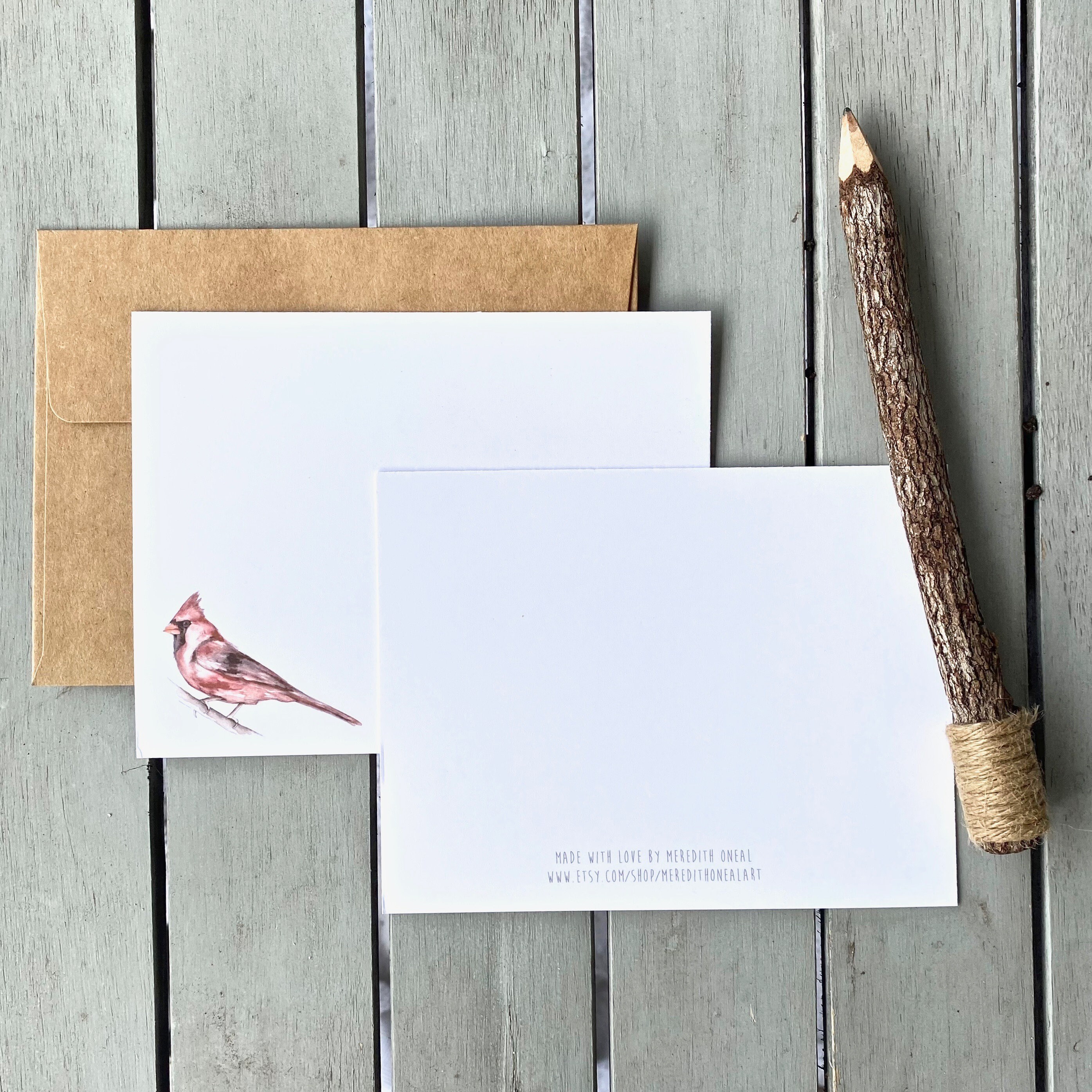 Personalized Stationary Flat Card Set Personalized Watercolor Cardinal ...