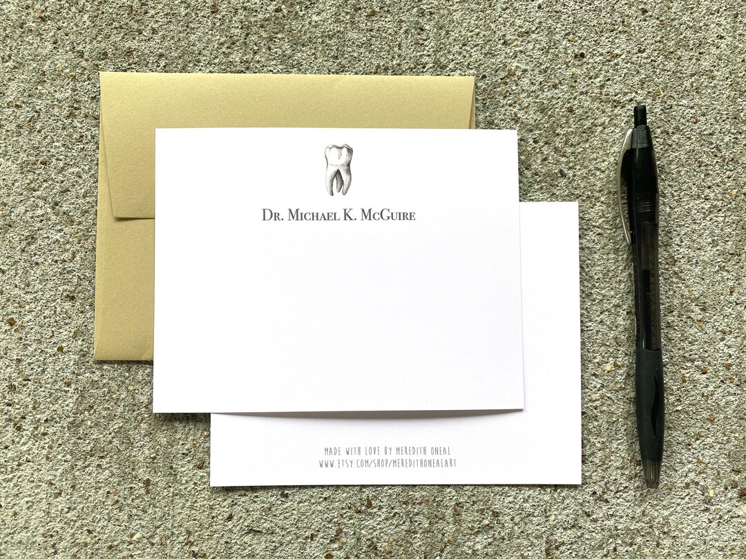 Personalized Stationary Dentist Wisdom Tooth Flat Card Set Personalized ...