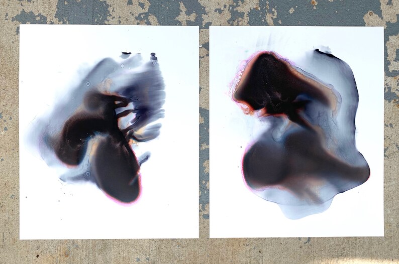 Abstract Expressive Modern Minimalist Ink Painting Black and - Etsy