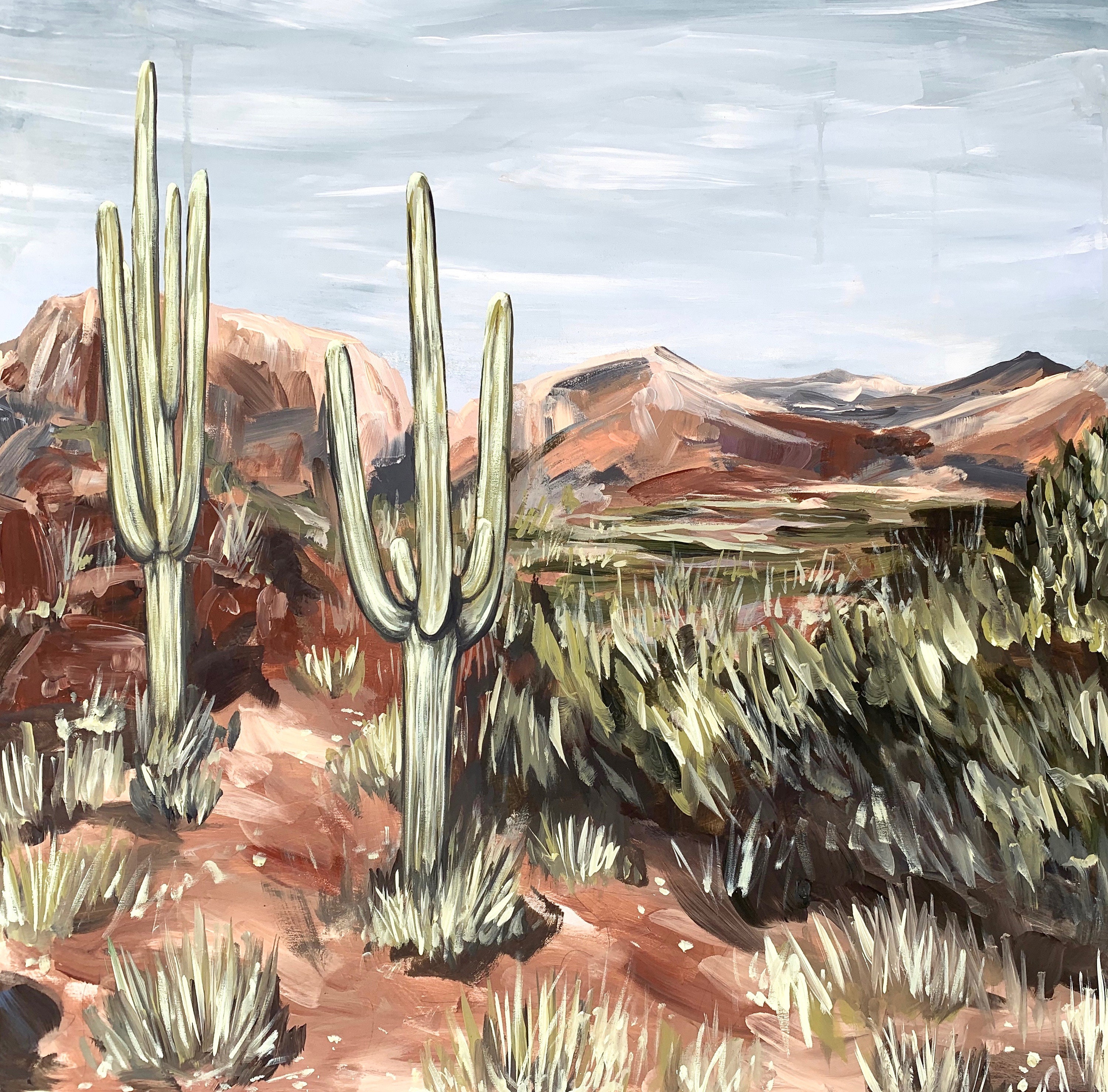 Desert Print Cactus Wall Art Landscape Cactus Art Print Reproduction - Etsy