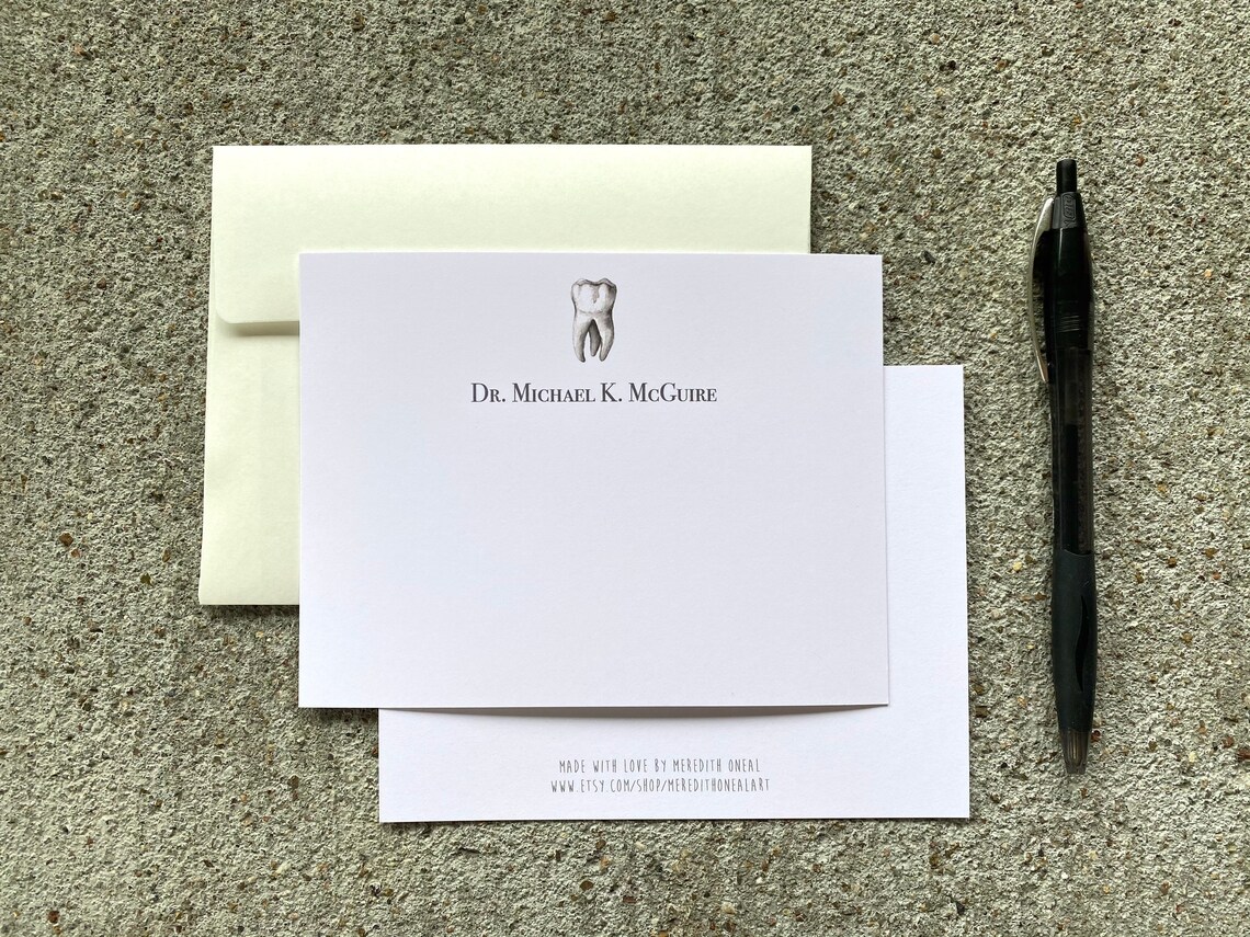 Personalized Stationary Dentist Wisdom Tooth Flat Card Set Personalized ...