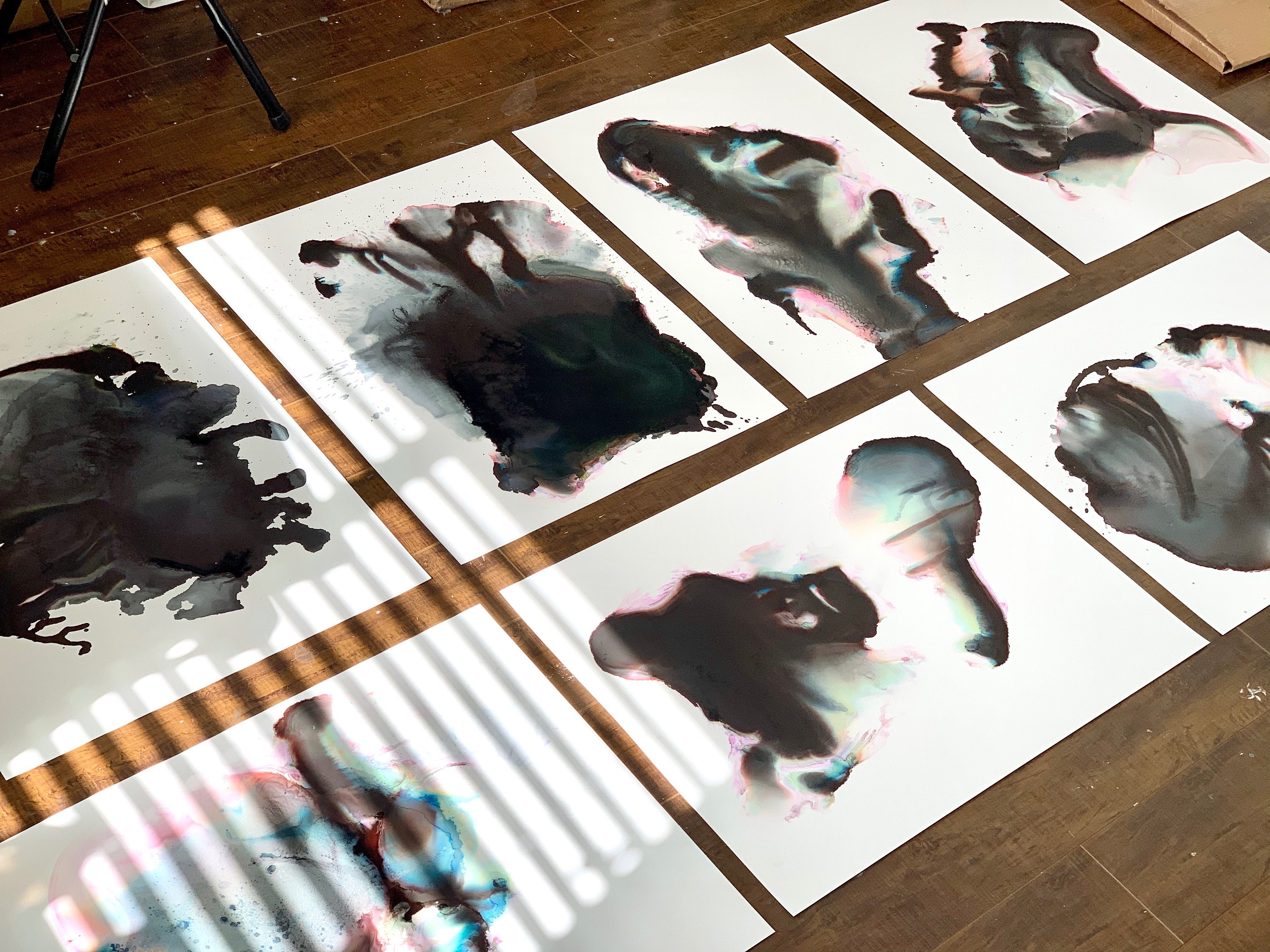 Abstract expressive modern minimalist ink painting black and | Etsy