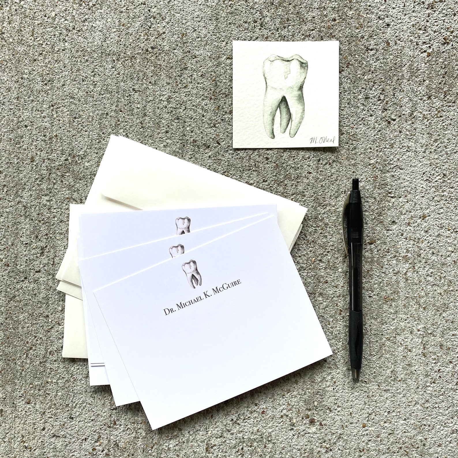 Personalized Stationary Dentist Wisdom Tooth Flat Card Set Personalized ...