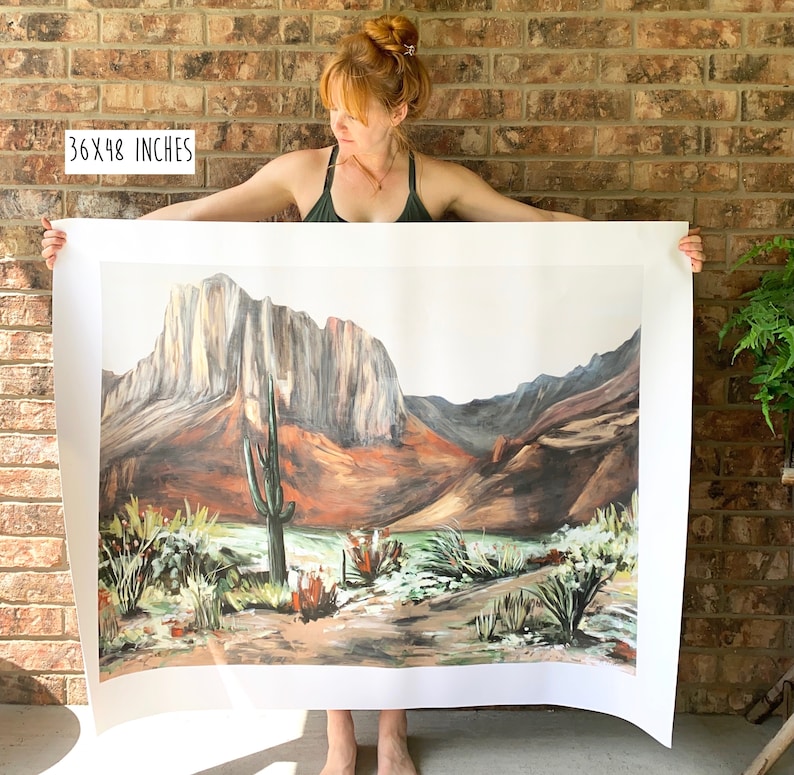 Large Desert Landscape Southwest Cactus Cacti Canvas Art Print | Etsy