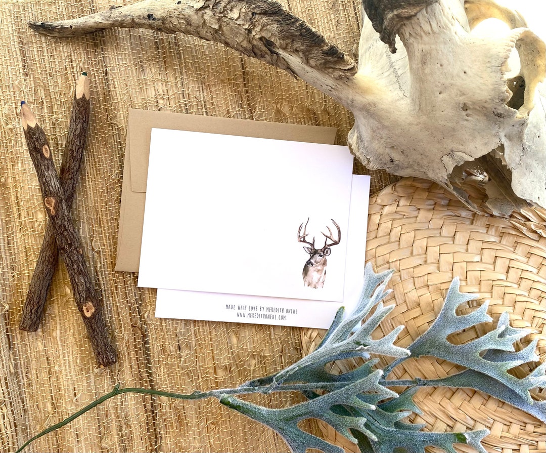 Deer Buck Stationary for Men Custom Watercolor Hunting Mule Deer Cards ...