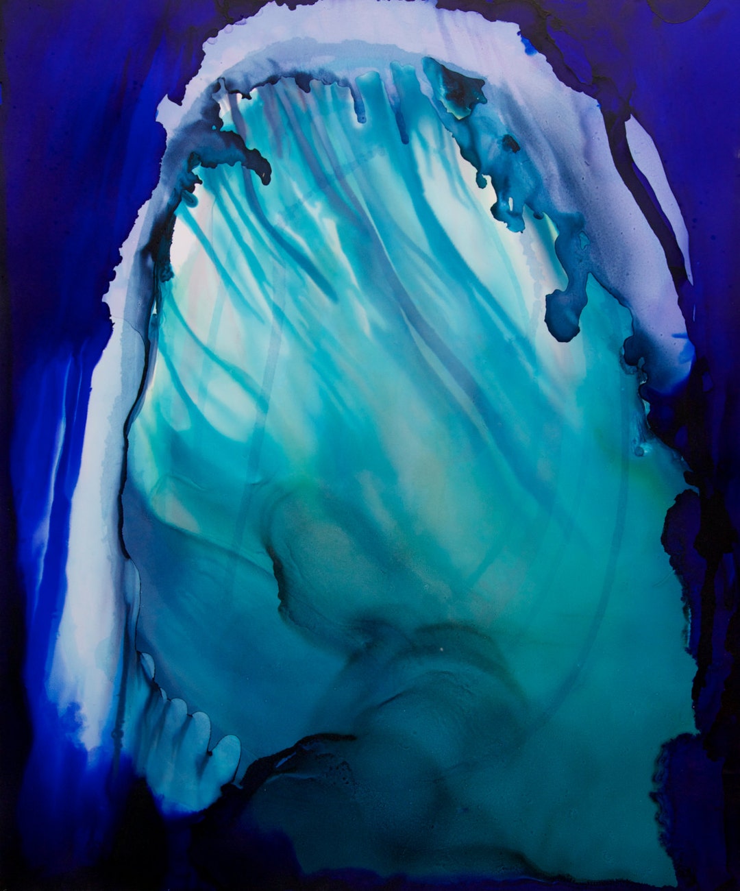 Blue Aqua Abstract Art Original Painting 20 X 24 Inch Ink Painting by ...